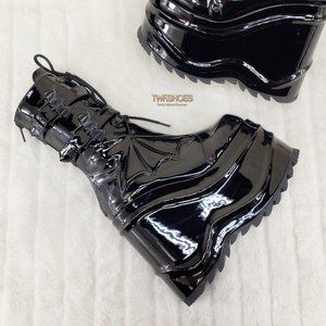 Demonia | Shoes | Wave Bat Wing 6 Wedge Platform Mid Calf Punk Goth ...